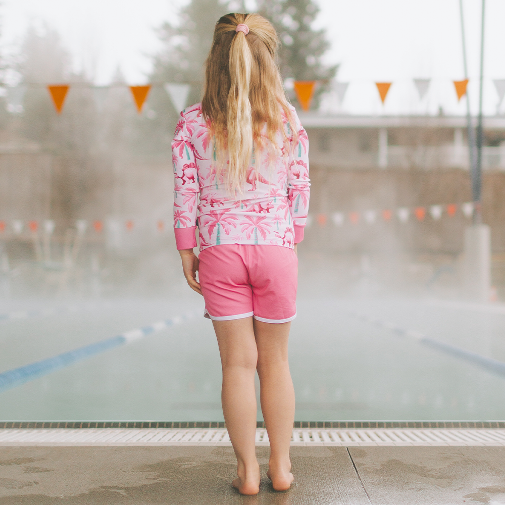 Kid's Trunks - Watermelon, White Trim – Honeysuckle Swim Company