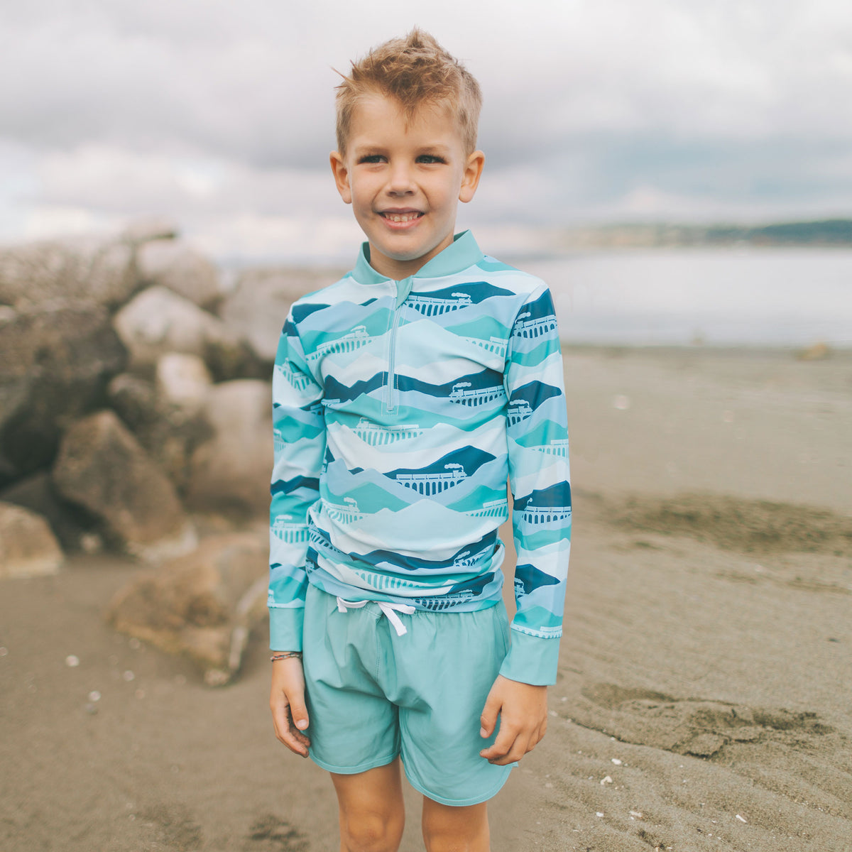 Kid's Trunks - Soft Teal Blue – Honeysuckle Swim Company